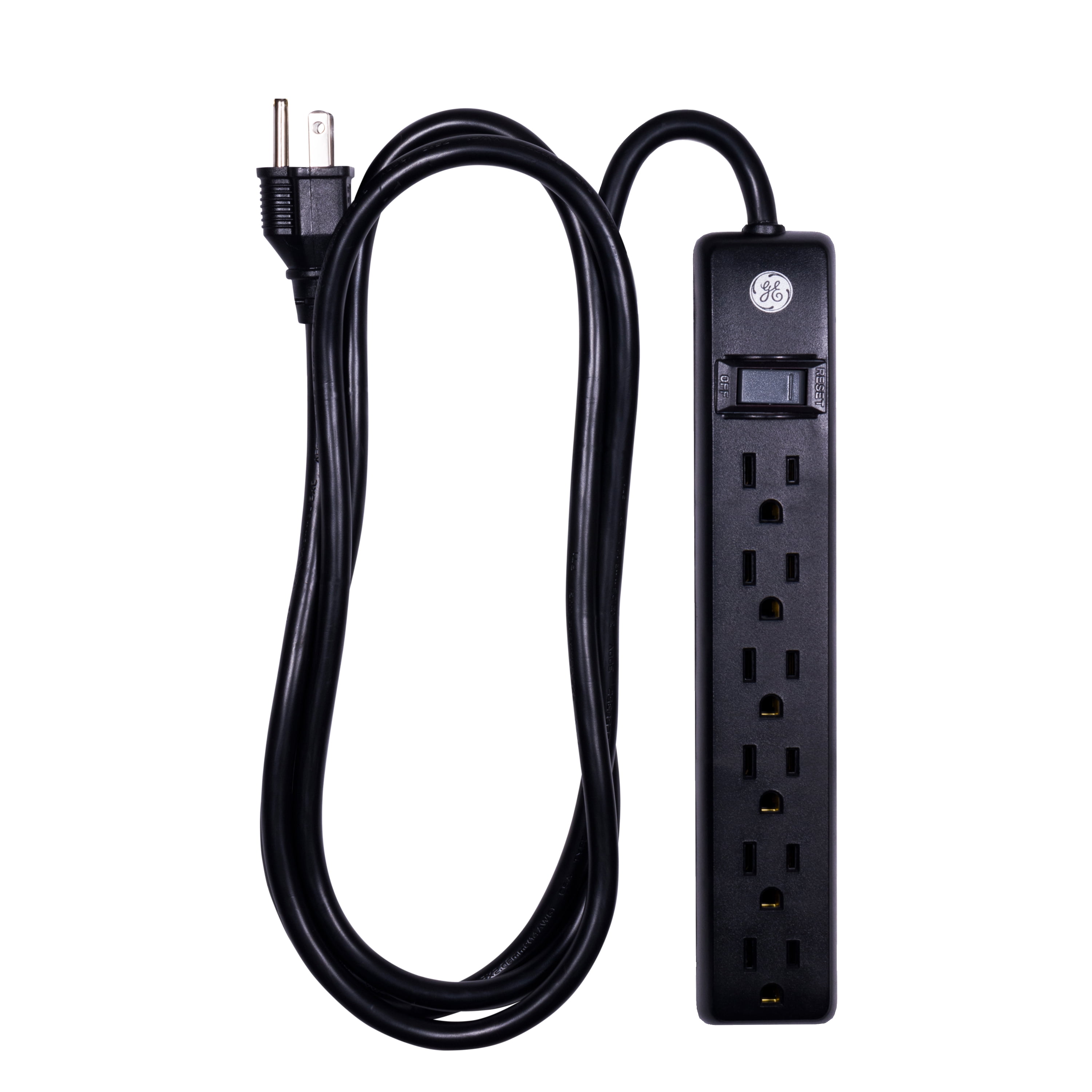 GE 6-Outlet General Purpose Power Strip, 6ft. Cord, Black - 14088 ...
