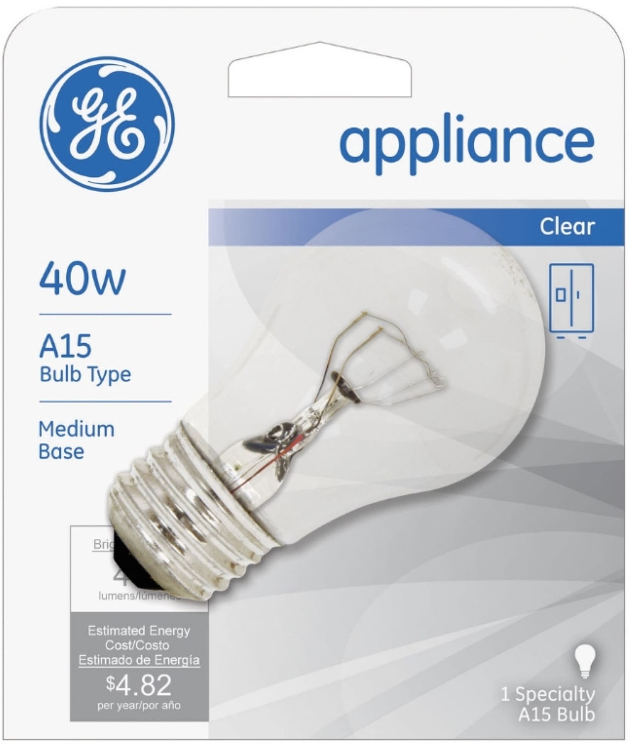 GE 15206, 40-Watt, Appliance Bulb, Medium Base, A15 Bulb Shape, 3-pk ...