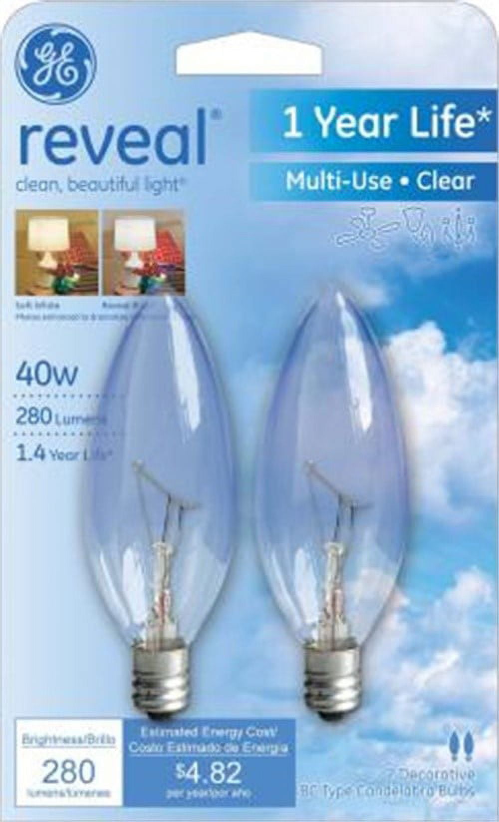 General Electric, 40W Blunt Tip Incandescent Bulbs, Medium E26 Base ...