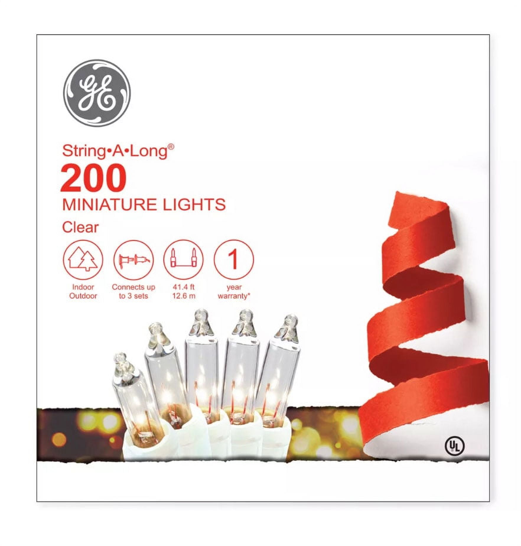 GE 200 Count Miniature Clear String Lights White Wire - Indoor/Outdoor ...