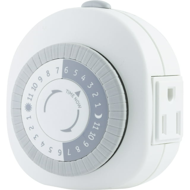 GE 24-Hour Heavy Duty Indoor Plug-In Mechanical Timer, 1 Grounded ...