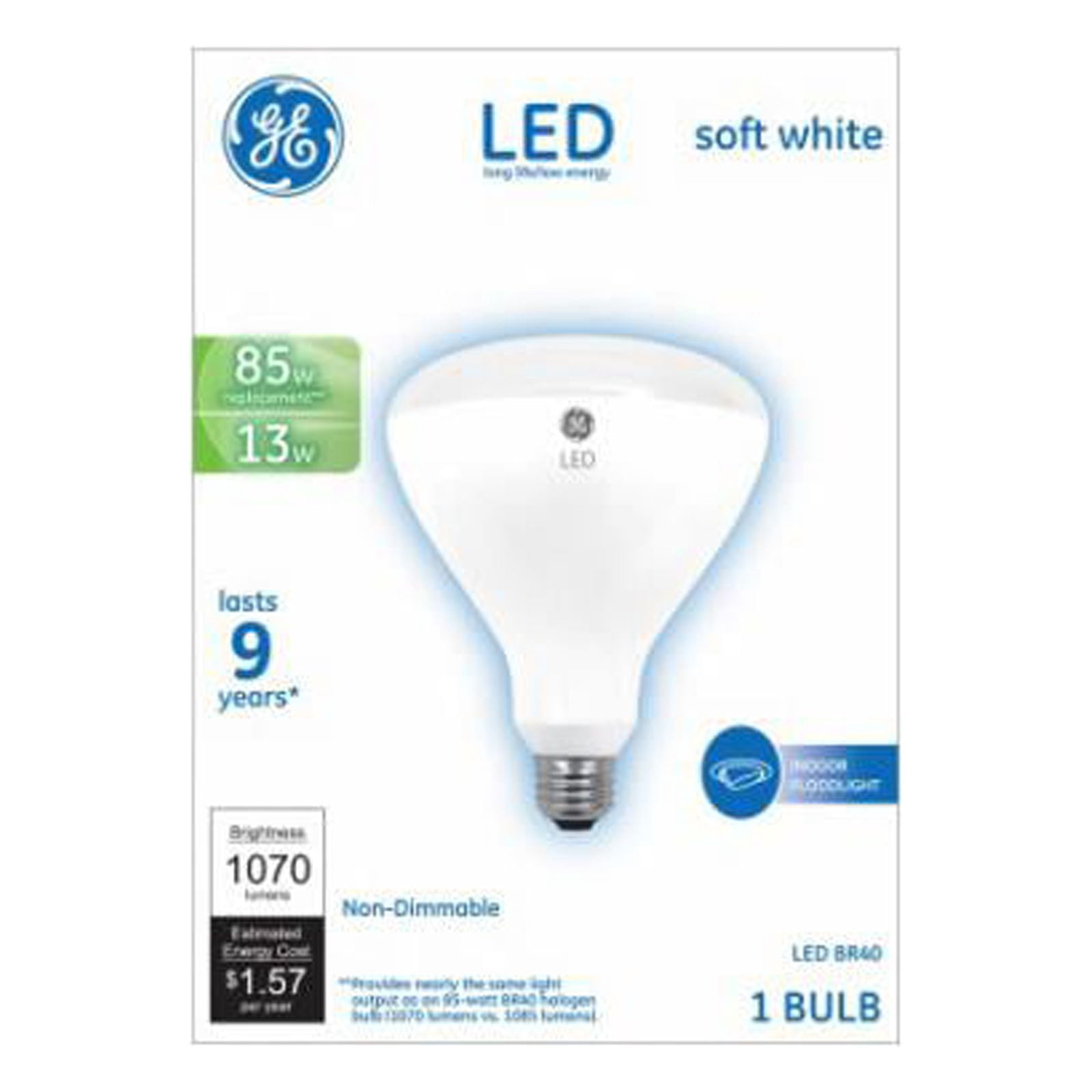 GE 24261 LED Floodlight Bulb, Soft White, 1070 Lumens, 13 Watt ...