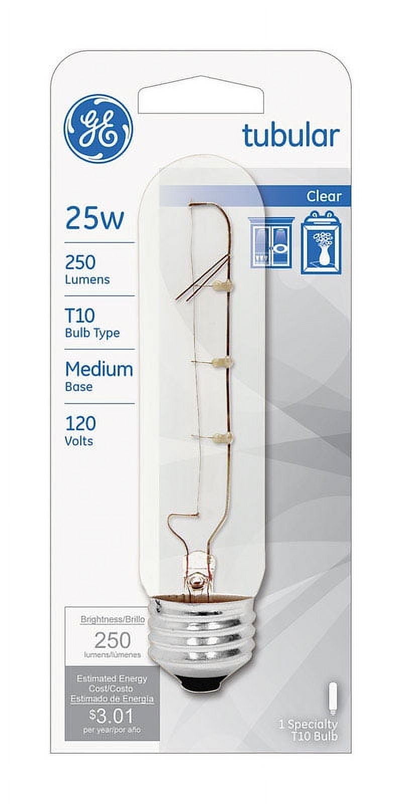 GE 25-Watt Crystal Clear T10 Bulb, 1-Pack - Walmart.com