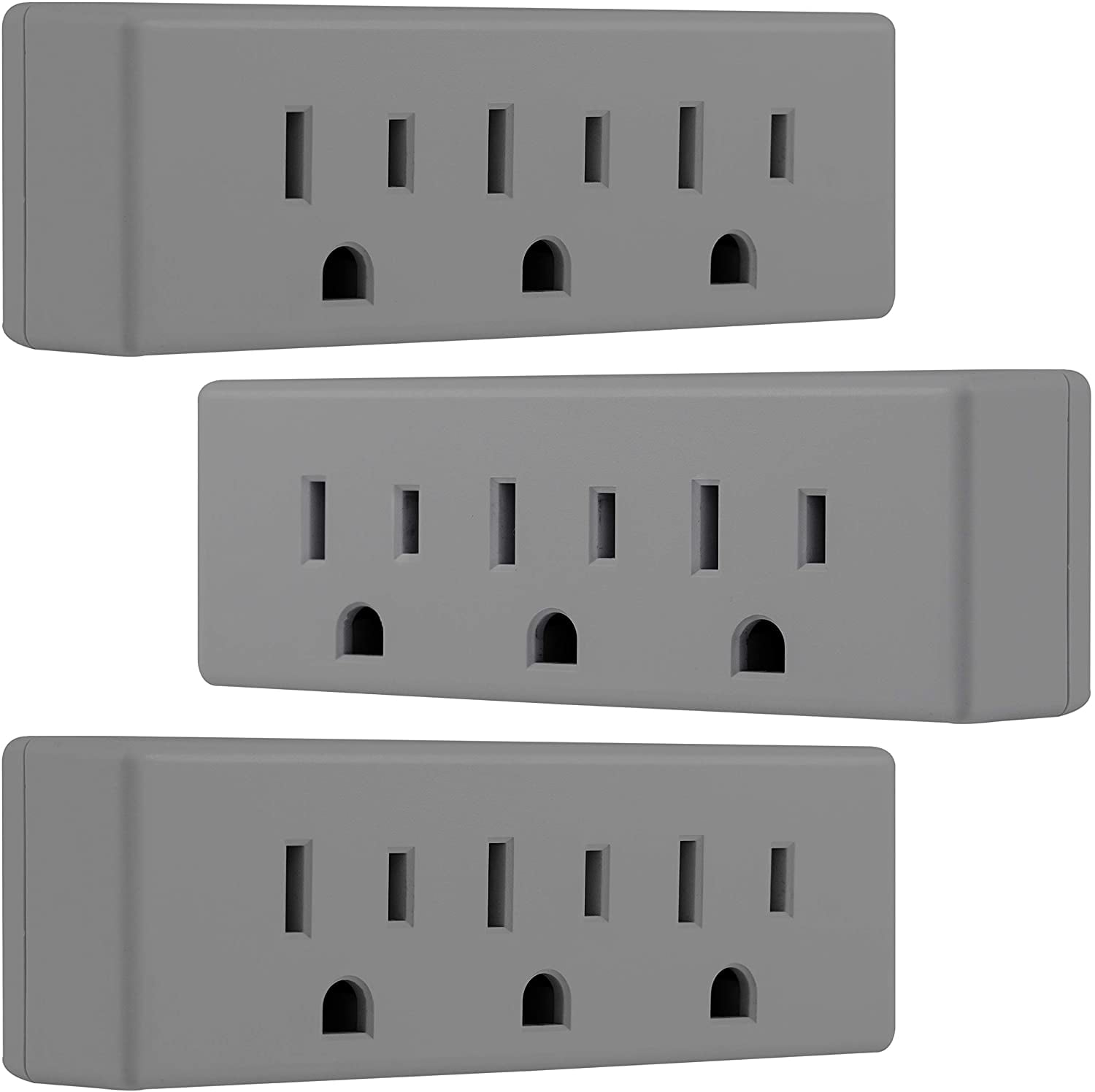 GE 3-AC Grounded Tap, Gray, 3 Pack, Electrical Outlets – 47878 ...