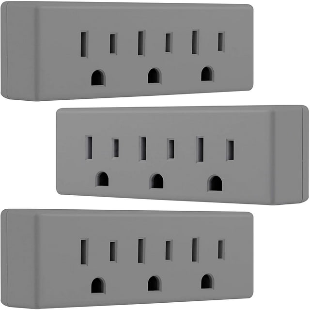 GE 3-AC Grounded Tap, Gray, 3 Pack, Electrical Outlets – 47878 ...