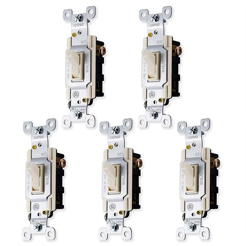 GE 3-Way Grounding Toggle Switch, 5 Pack, In Wall On/Off Fan & Light ...