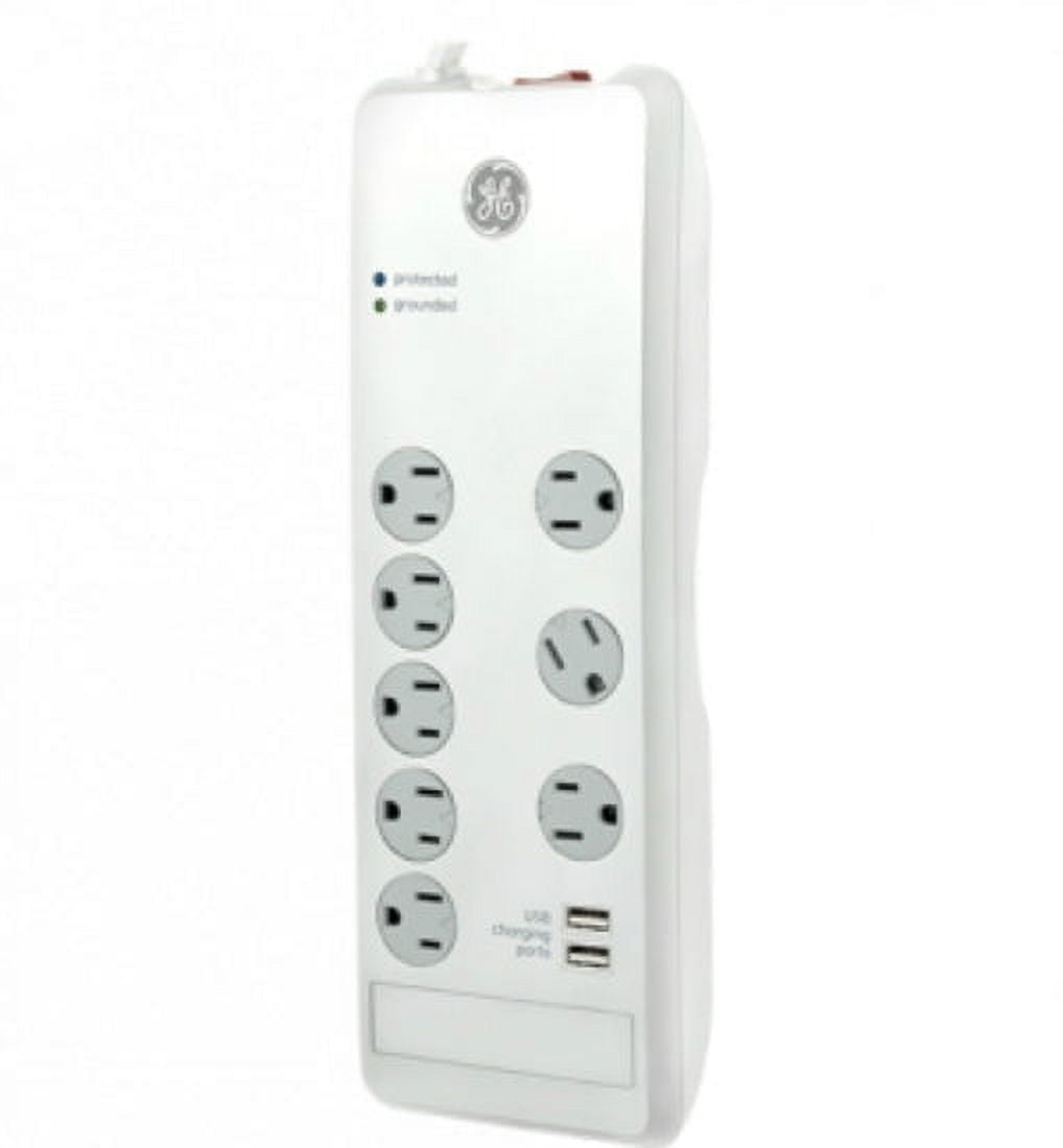 GE 30474 Surge Protector with Twist To Lock Safety Covers, 8-Outlet, 2 ...