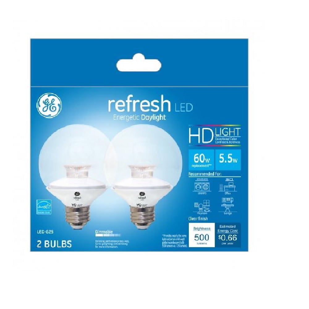 GE 31705 G25 Refresh HD LED Light Bulbs, 5.5 Watts, Each - Walmart.com