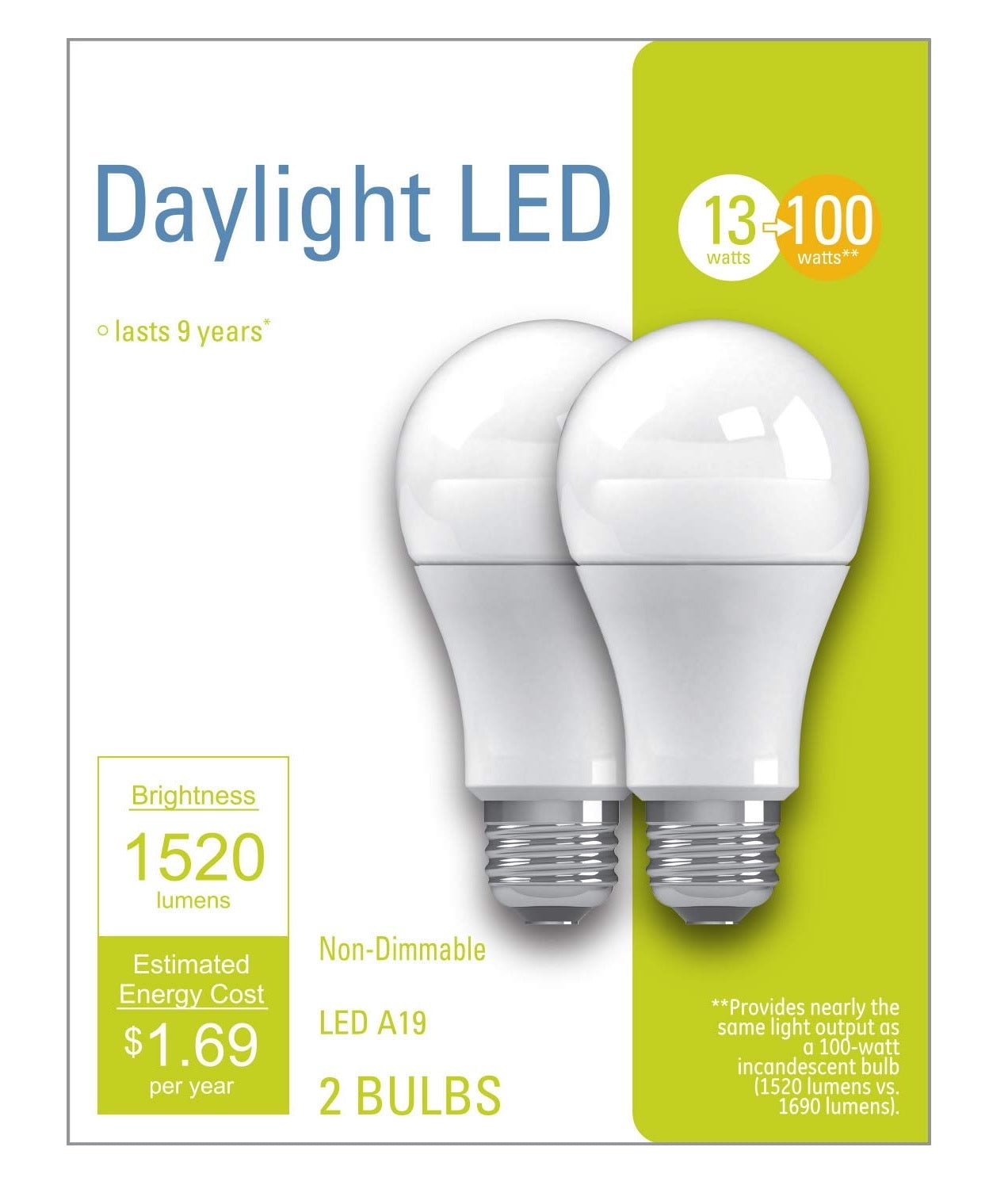GE 32594 Daylight LED Light Bulbs, 13 Watts, Each - Walmart.com