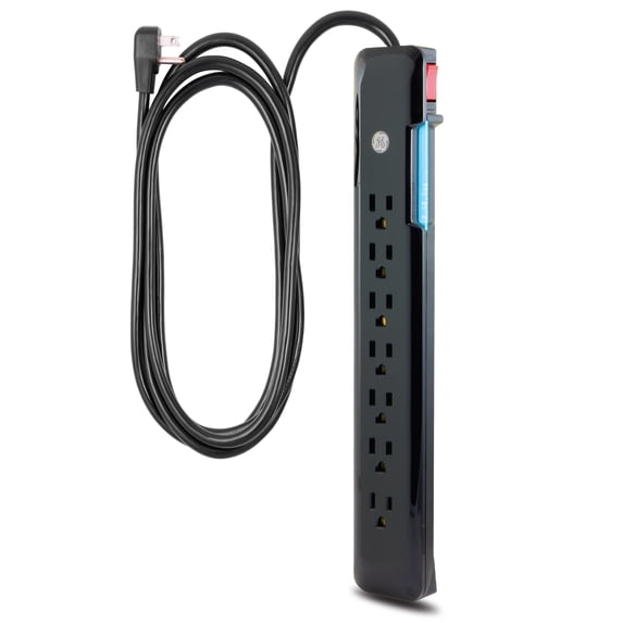 GE 34133 7-Outlet Surge Protector with Coaxial Protection, 8' Cord ...