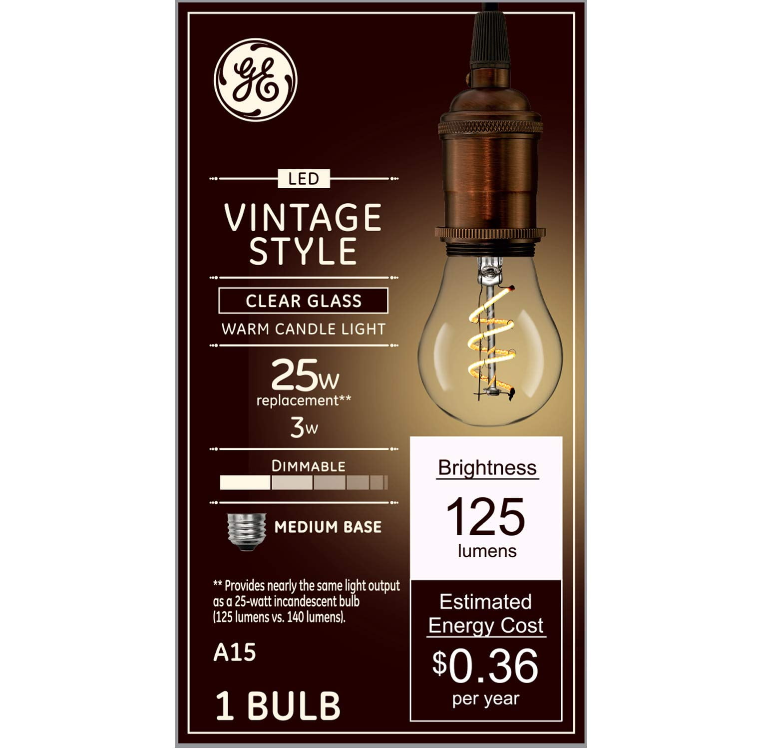GE 36497 - 36497 Victorian Style Antique Filament LED Light Bulb ...
