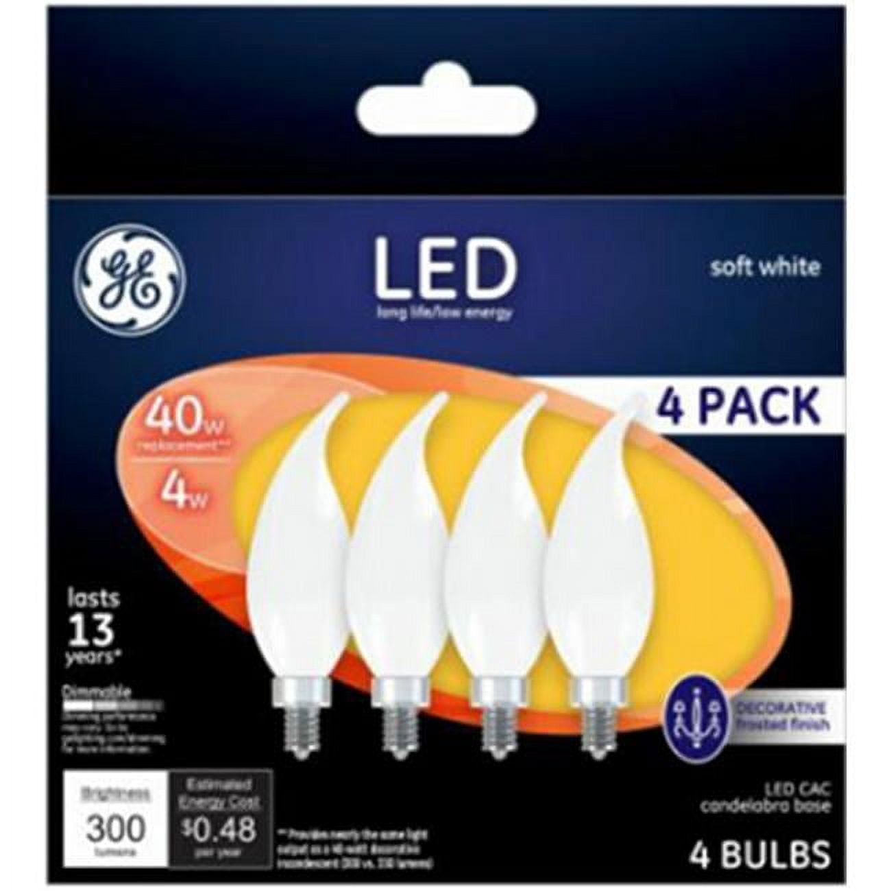 GE 37418 LED Decorative Light Bulb, Frosted, 4 Watt, 4-Pk. - Quantity 1 ...