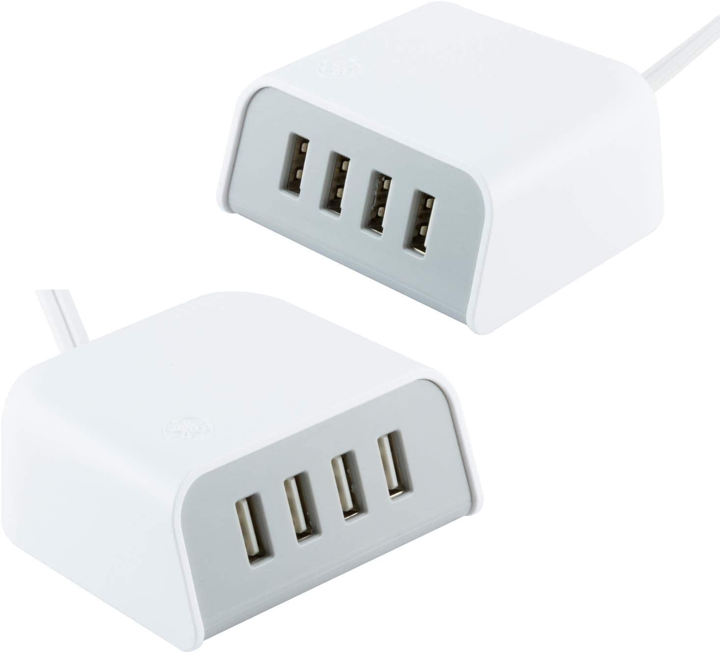 GE 4-Port USB Desktop Extension Station, 2 Pack, 6ft Extra Long Cord ...