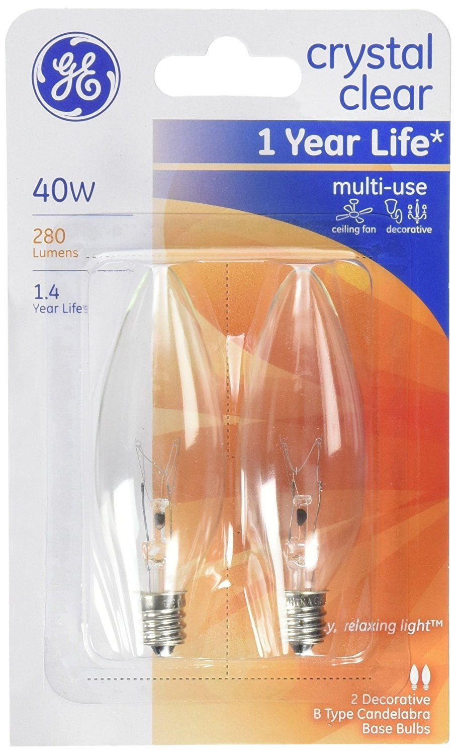 GE 40W 120-Volt (2500K) Light Bulb (Pack of 2) - Walmart.com