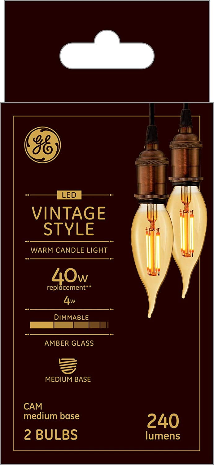 GE 42152 Vintage Style Decorative LED Light Bulbs, 4 Watts, Each ...
