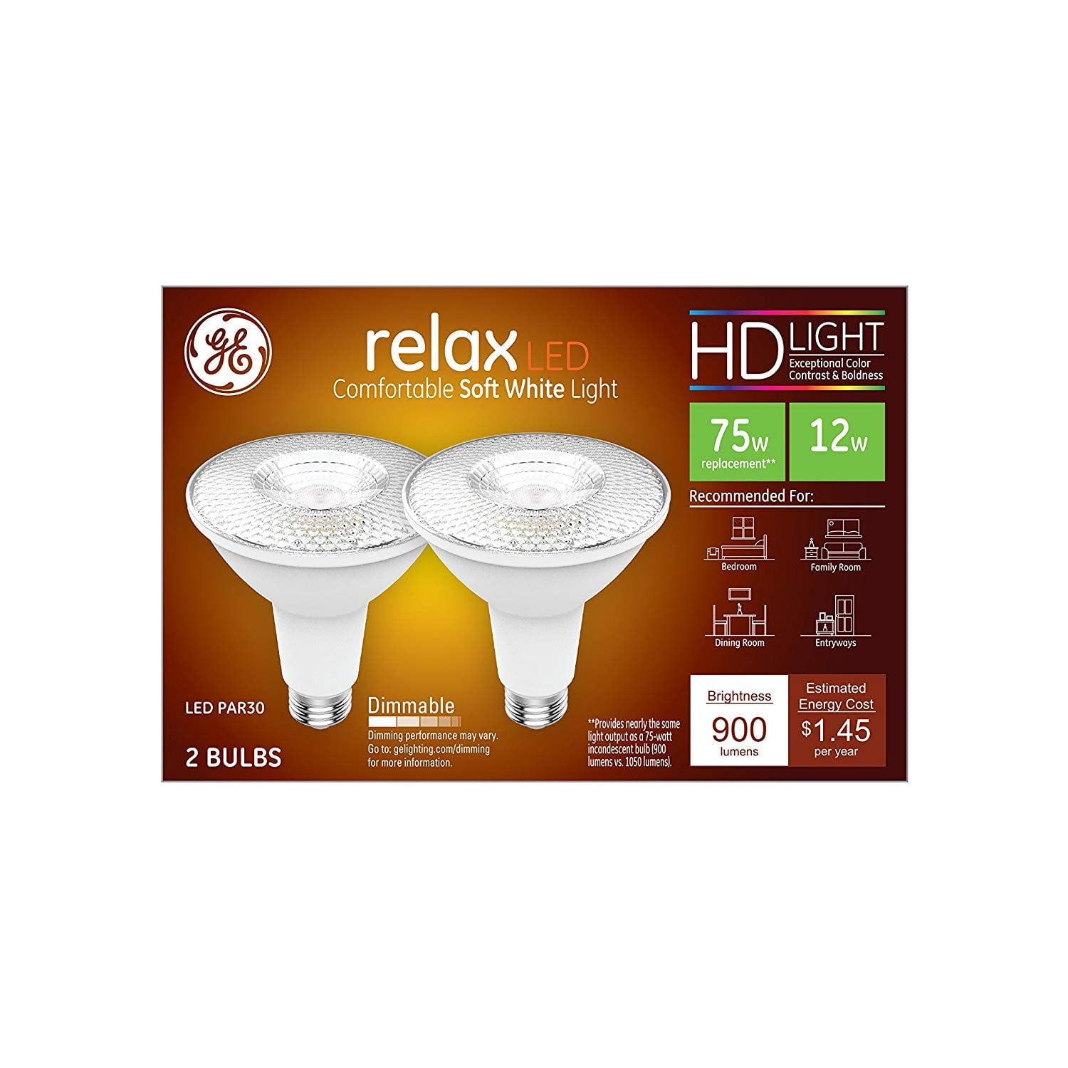 GE 43096 Relax HD LED Light Bulbs, 12 Watt, Each - Walmart.com