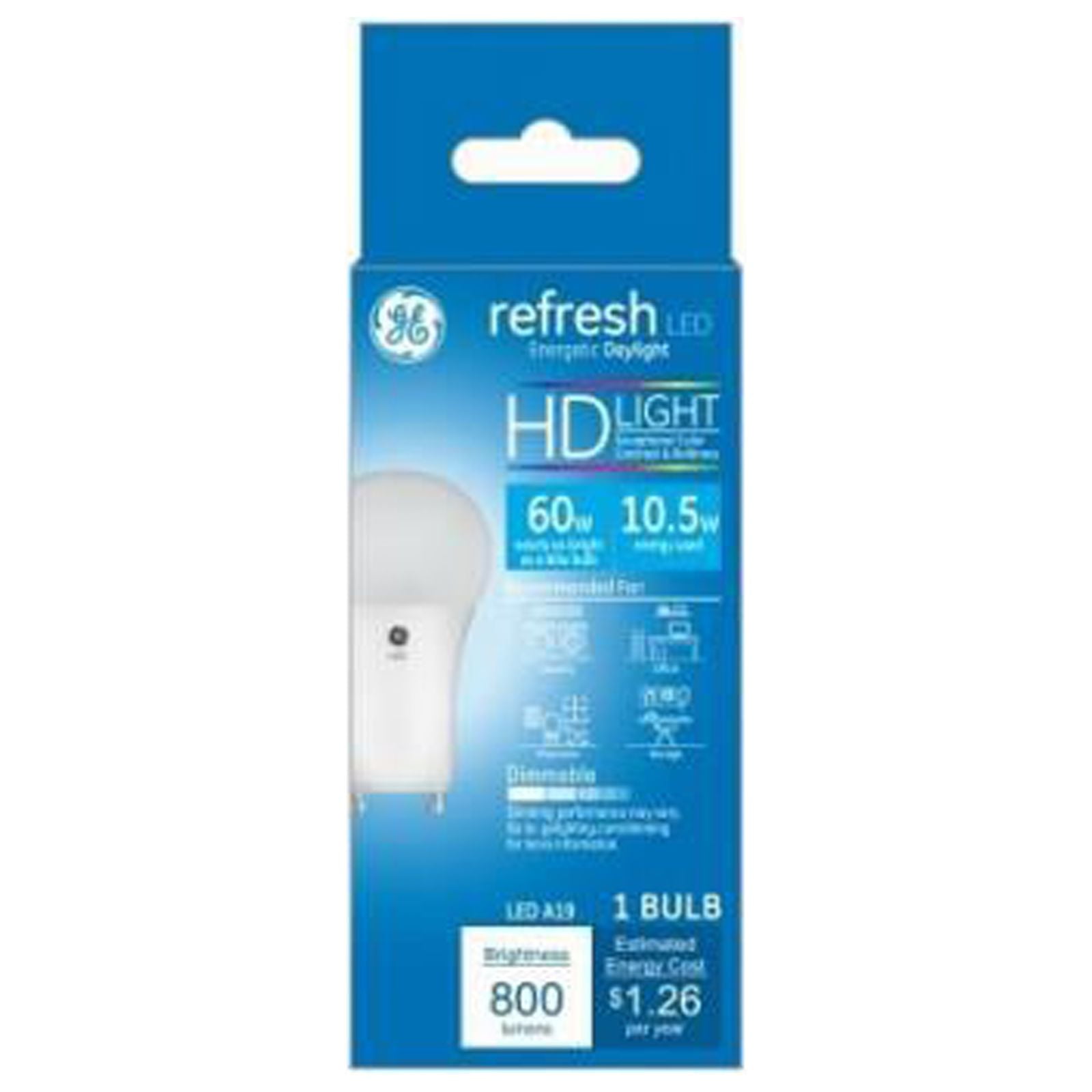 GE 46184 Refresh HD LED Specialty Light Bulb, Daylight, 800 Lumens, 10 ...