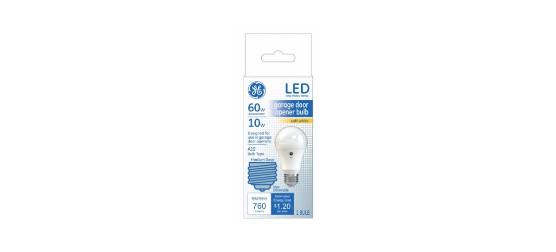 GE 47665 LED Garage Door Bulb A19 E26 (Medium) Soft White 60 Watt ...