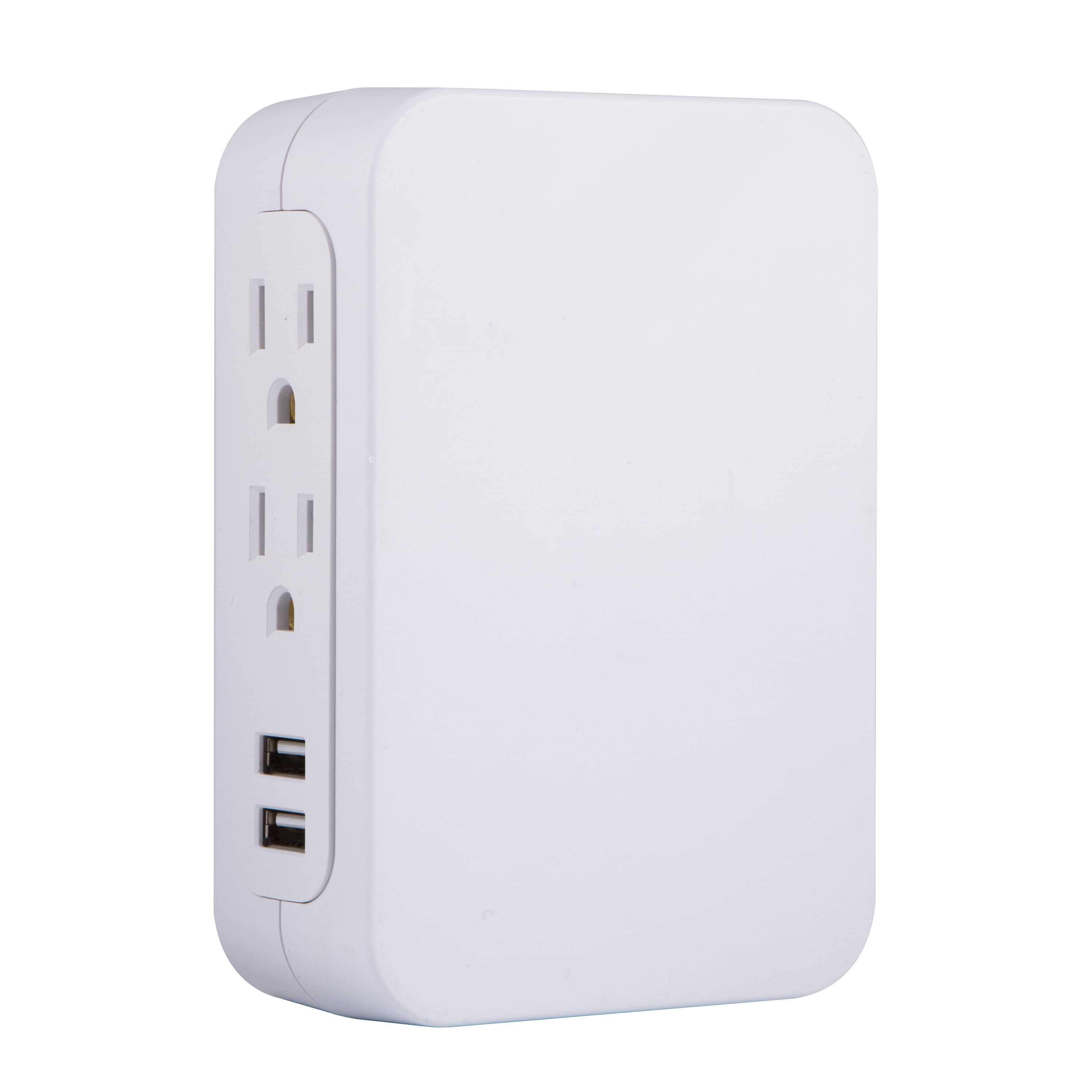 GE 5-Outlet, 2-Port USB Charging Surge Protector, Side Access, White ...