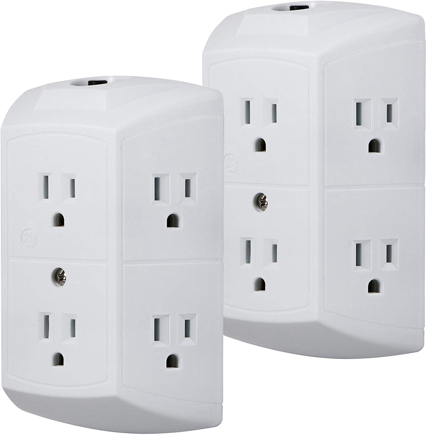 GE 6-AC Wall Tap with Resettable 15 Amp Circuit Breaker, White, 2pk ...