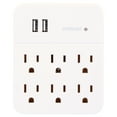 GE 6-Outlet 2-USB Ports Charging Adapter with Surge Protection, 36735 ...