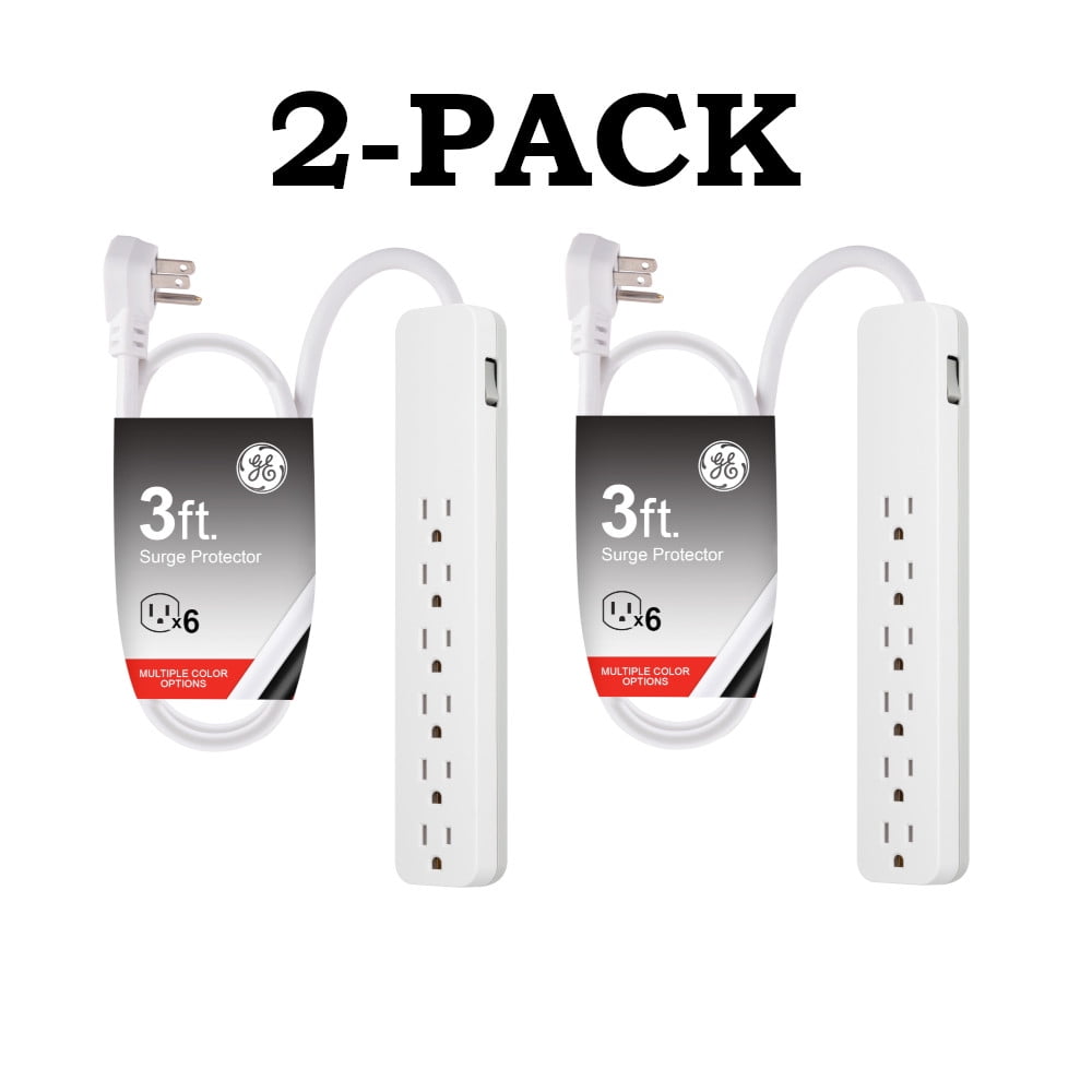 GE 6-Outlet 3ft. Surge Protector, White (2 Pack) - Walmart.com