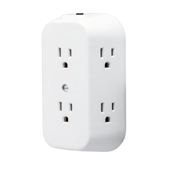 GE 6-Outlet Wall Adapter, Reset Button, Wide Spaced Outlets, 56575 ...