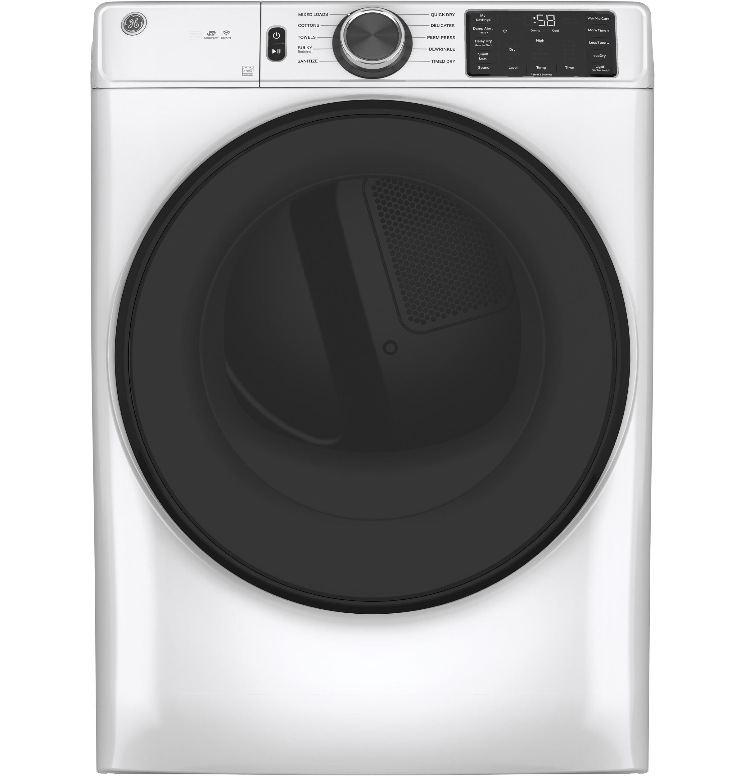 GE Smart Front Load Electric Dryer, 7.8 cu. ft. Capacity, Laundry ...