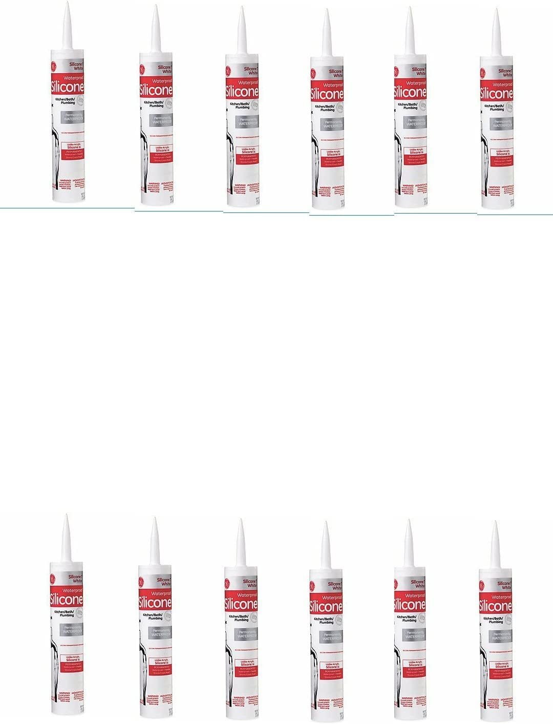 GE 712 Silicone I Bathroom Tub and Tile Caulk, 10.1 oz, White Pack of ...