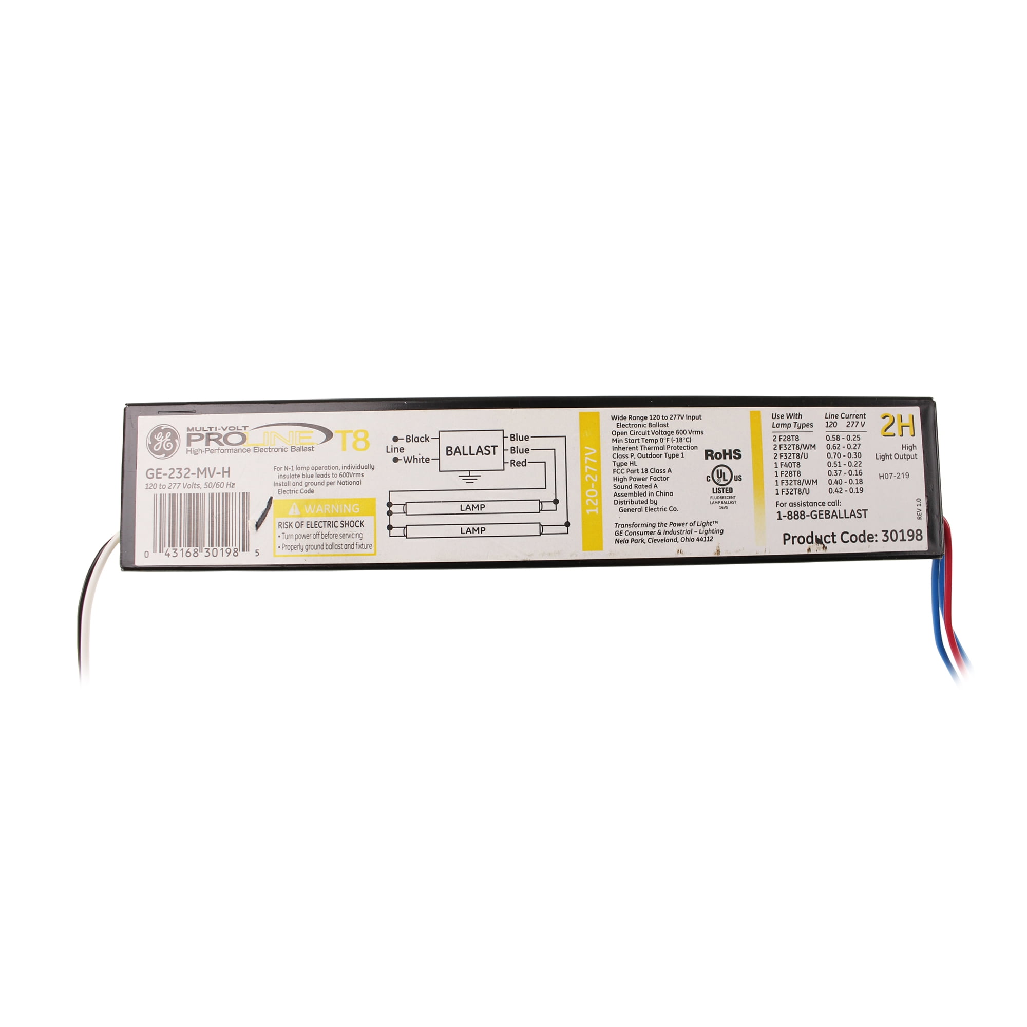 GE 74803 - GE-232-MV-H T8 Fluorescent Ballast - Walmart.com