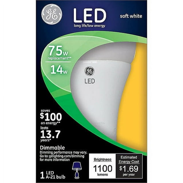 GE 75-Watt Equivalent Soft White A19 LED Light Bulb - Walmart Business ...