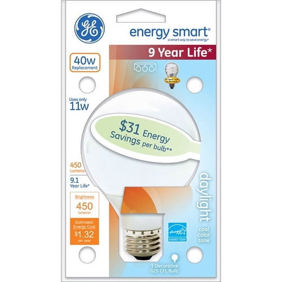 GE 78946 Energy Smart Compact Fluorescent 11W Bulb, 3 Bulbs - Walmart.com