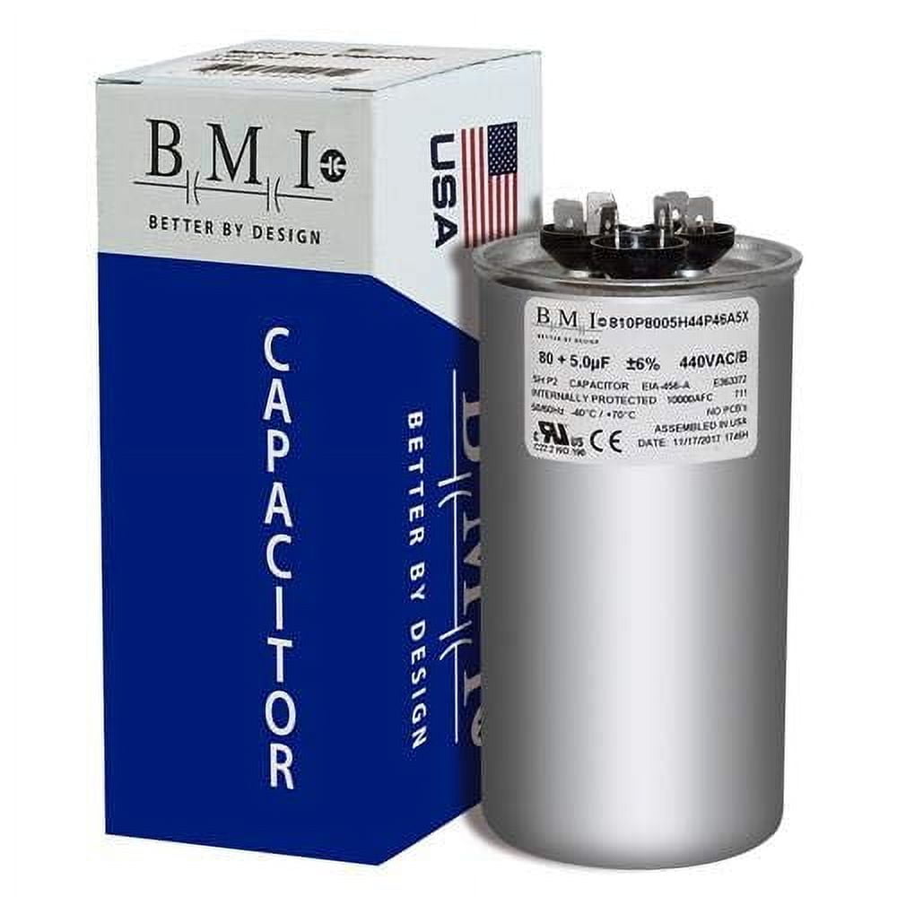 GE - 80 + 5 uF MFD x 370 VAC Genteq Replacement Dual Capacitor Round ...