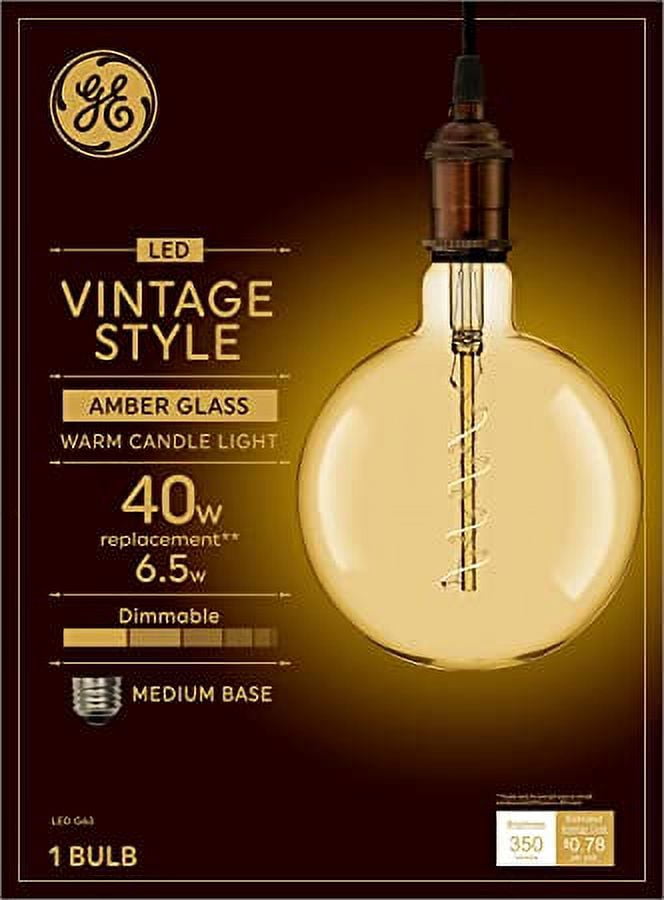 GE 93099992 LED Vintage Light Bulb, G63, Warm White, Amber Bulb, 350 ...