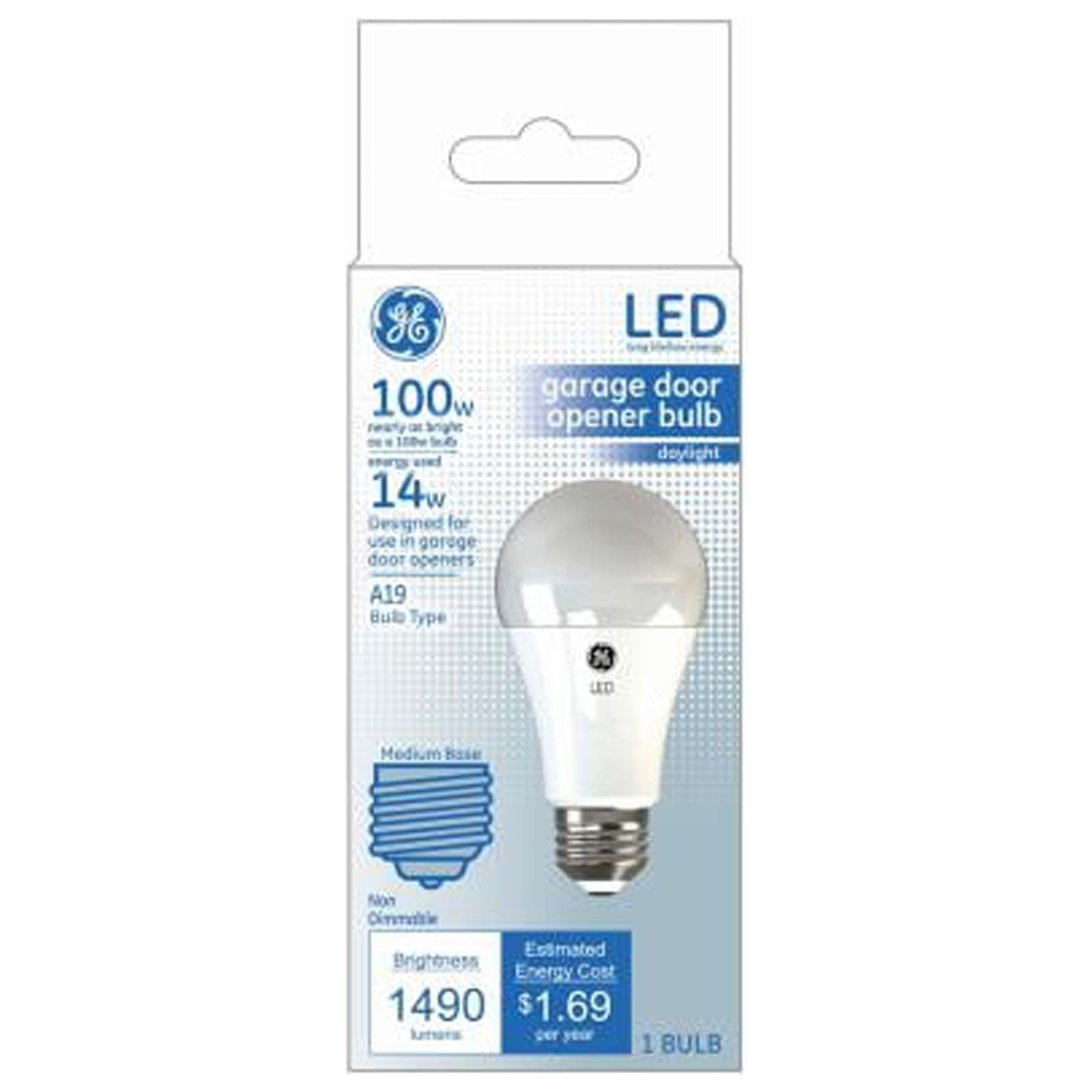 GE 93116046 LED A19 Garage Light Bulb, Frosted Daylight, 14 Watt, 1600 ...