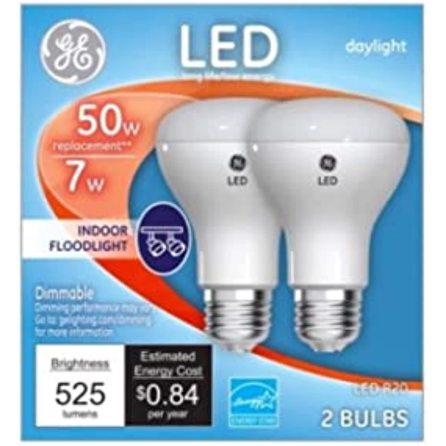 GE 93116049 LED Directional Light Bulb, R20, Daylight, Clear Bulb, 525 ...