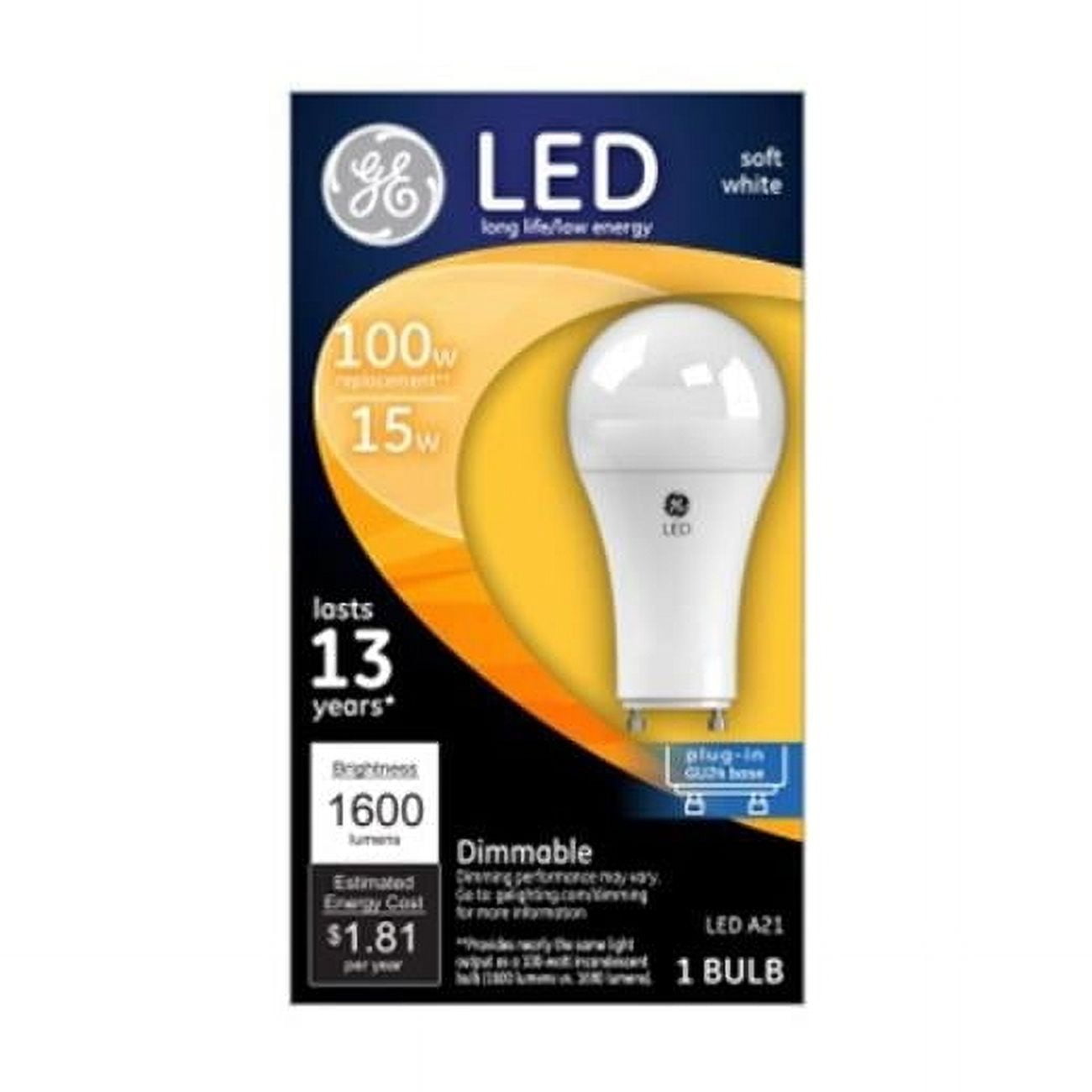 GE 93129433 LED Specialty Light Bulb, Soft White, A19, GU24 Base, 15 ...
