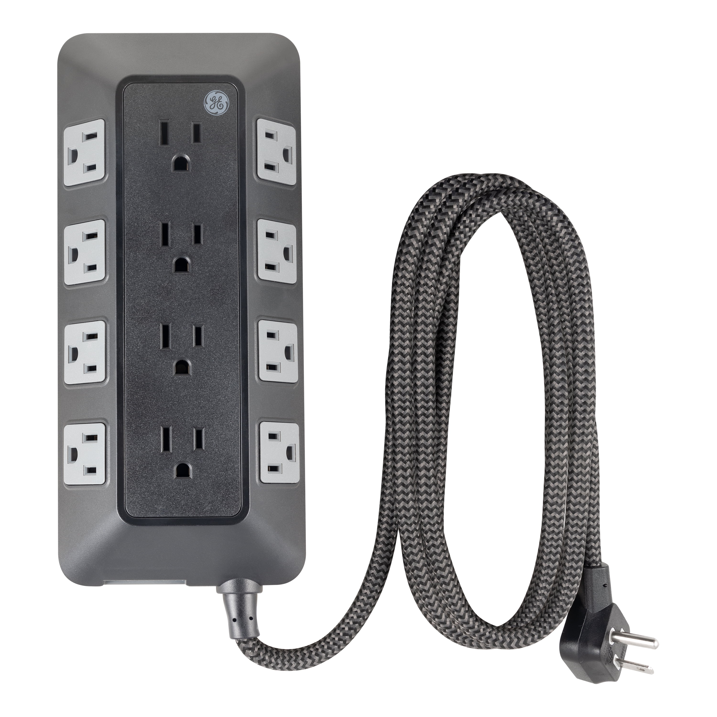 GE Adapt 12-Outlet Surge Protector Power Strip, 6ft Braided Cord, Black ...