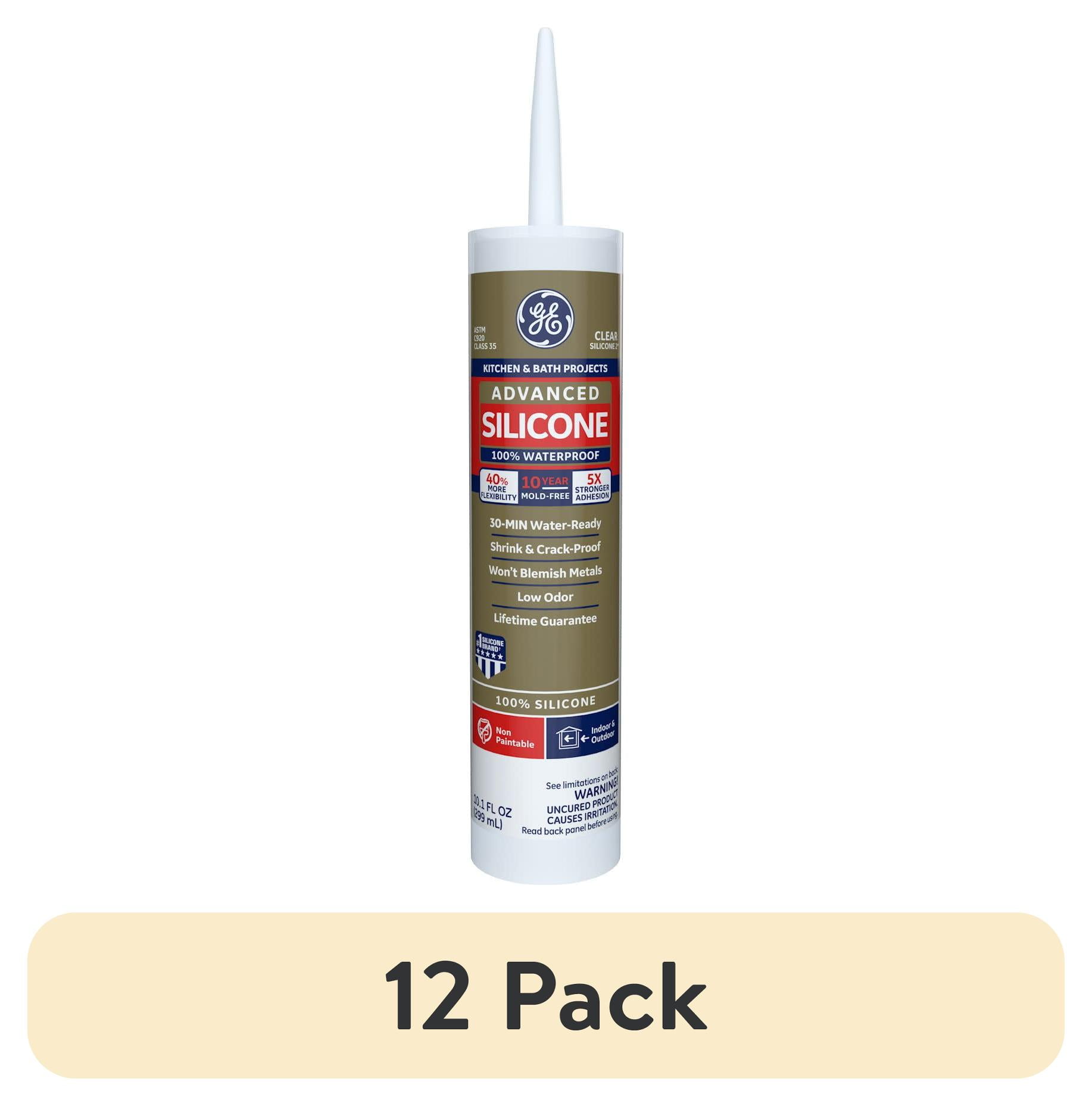 (12 pack) GE Advanced Silicone Kitchen & Bath Sealant, Pack of 1, Clear ...