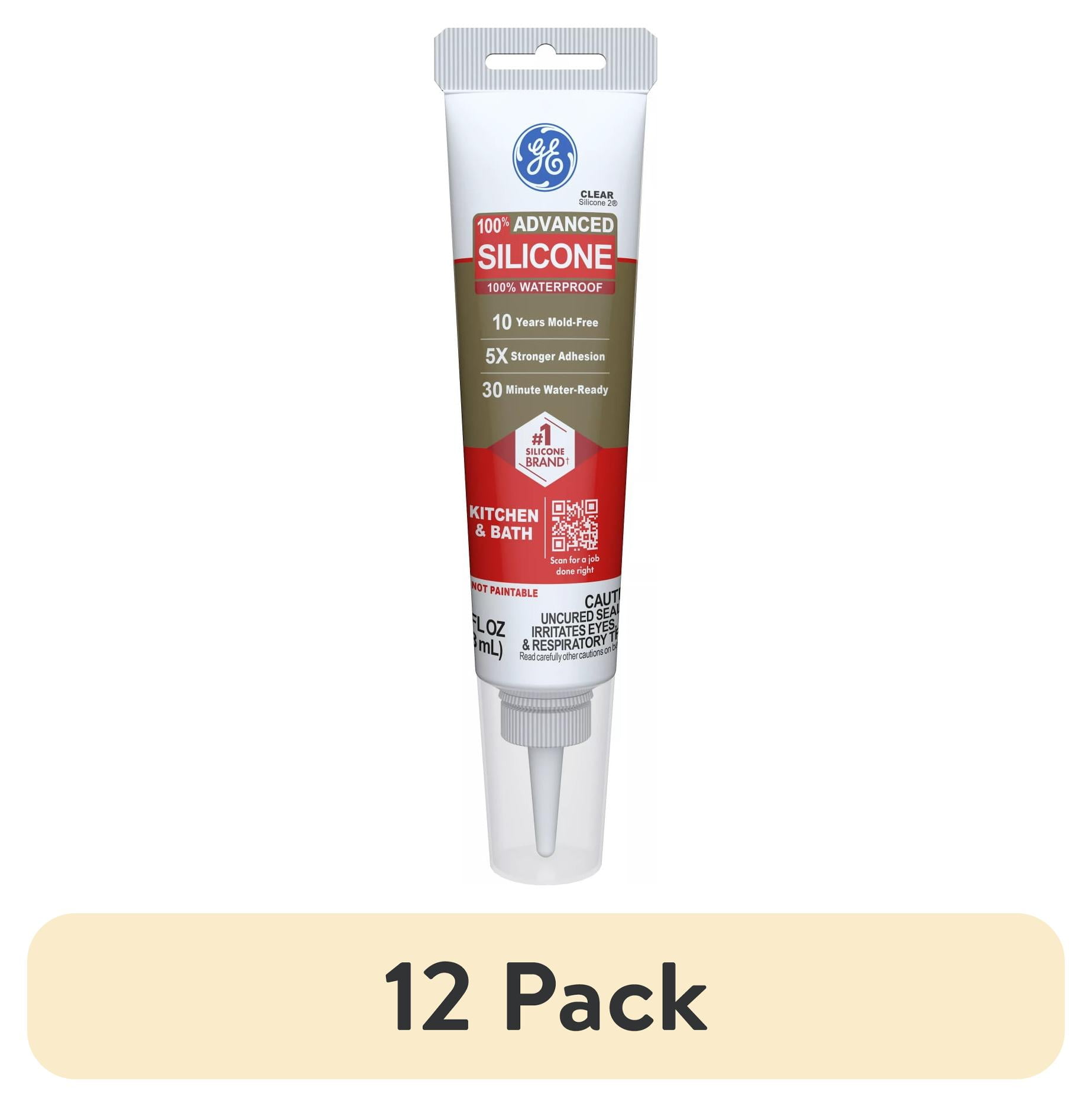 (12 pack) GE Advanced Silicone Kitchen & Bath Sealant, Pack of 1, Clear 2.8 fl oz Tube - Walmart.com