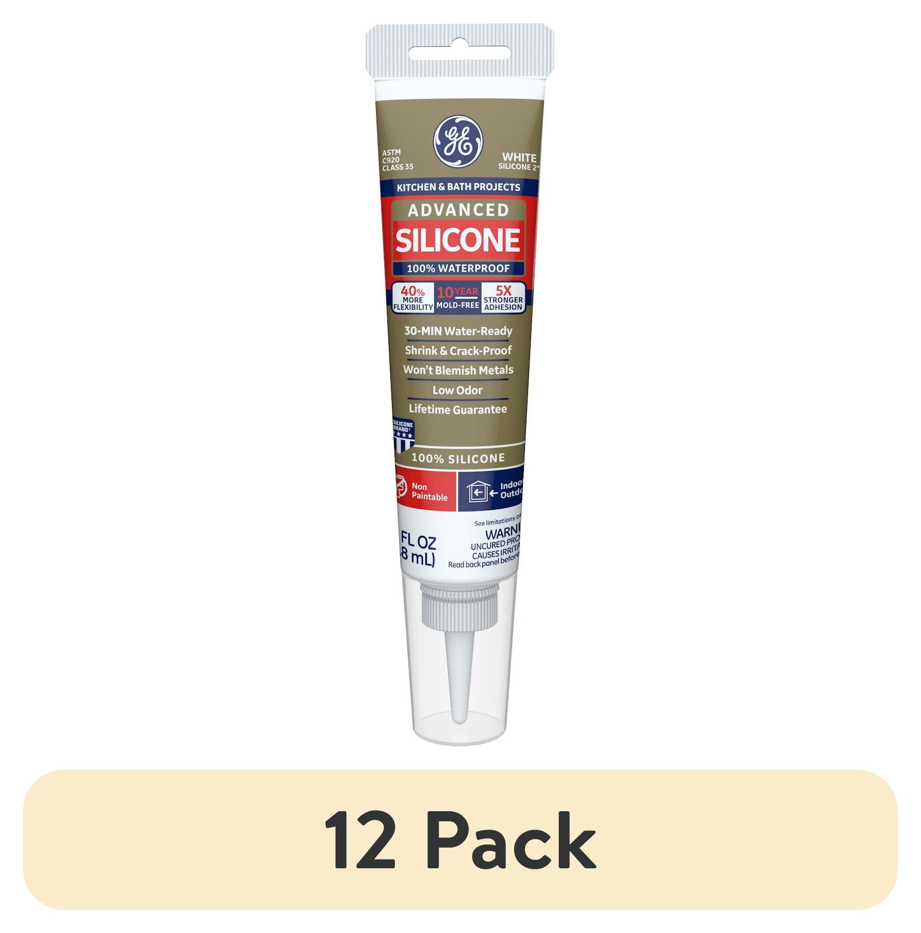 (12 pack) GE Advanced Silicone Kitchen & Bath Sealant, Pack of 1, White ...
