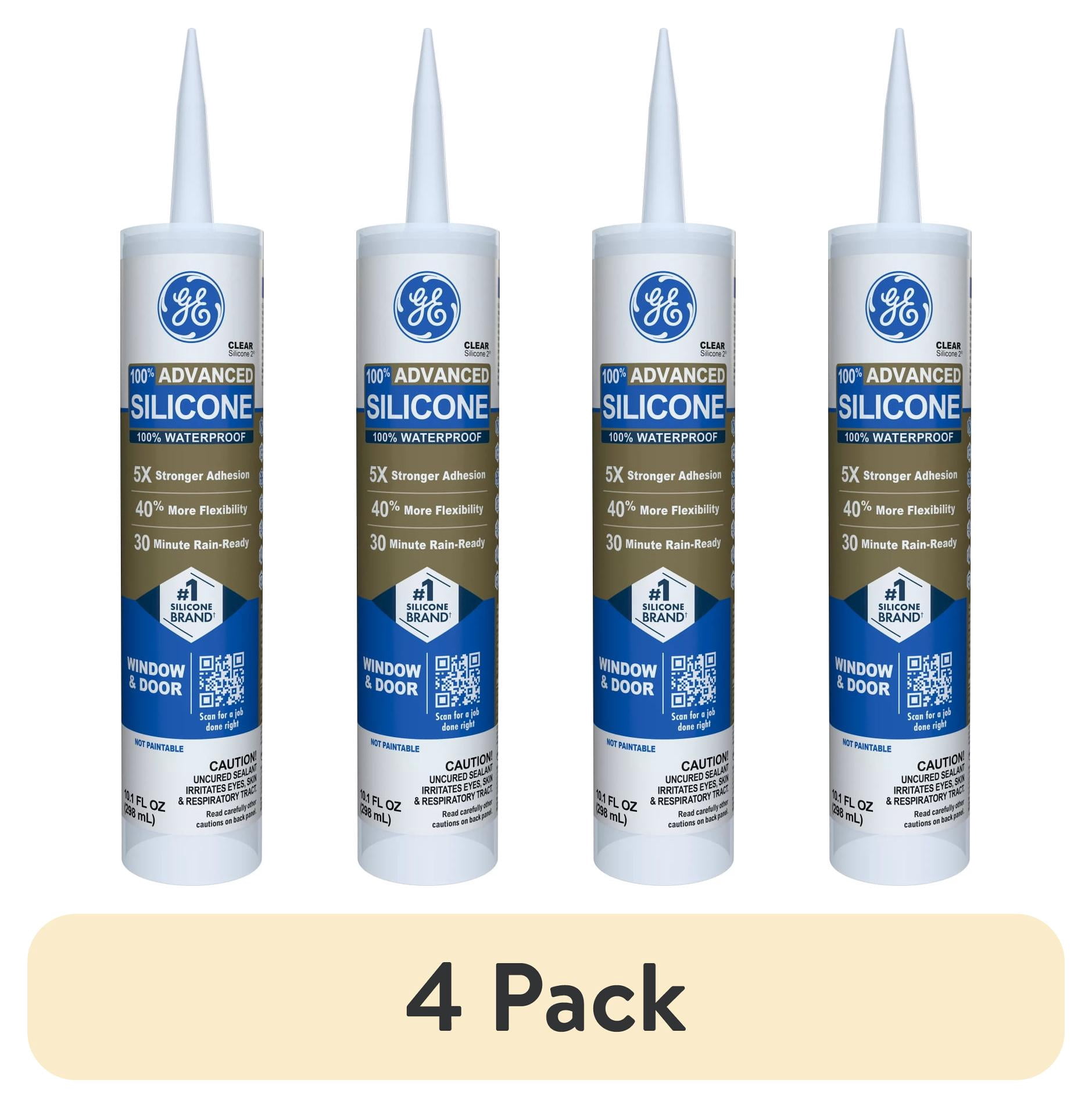 (4 pack) GE Advanced Silicone Window & Door Sealant, Pack of 1, Clear ...
