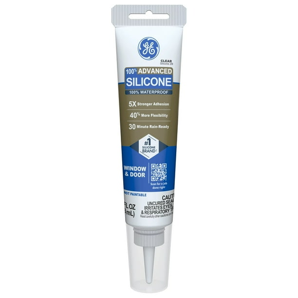 GE Advanced Silicone Window & Door Sealant, Pack of 1, Clear 2.8 fl oz ...