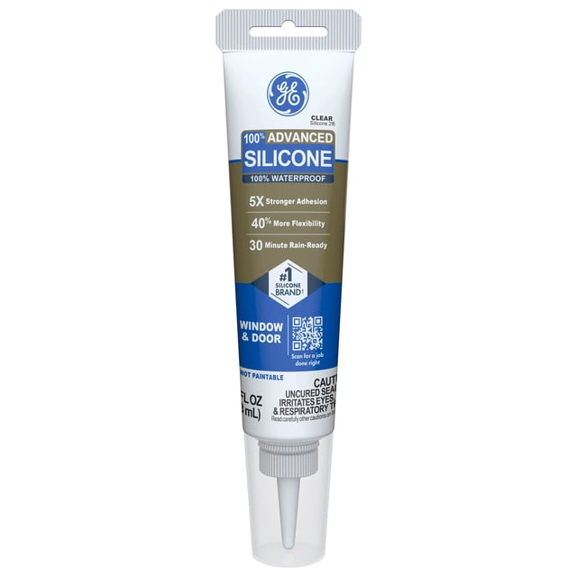 GE Advanced Silicone Window & Door Sealant, Pack of 1, Clear 2.8 fl oz ...