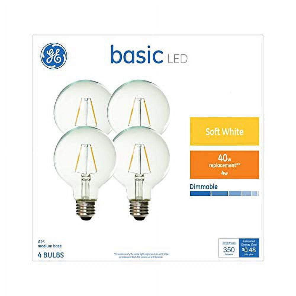 GE Basic 4-Pack 40 W Equivalent Warm White Clear G25 LED Light Fixture ...