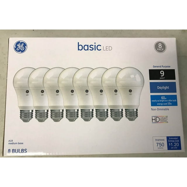 GE Basic 60-Watt EQ A19 Daylight LED Light Bulb (8-Pack) - Walmart.com
