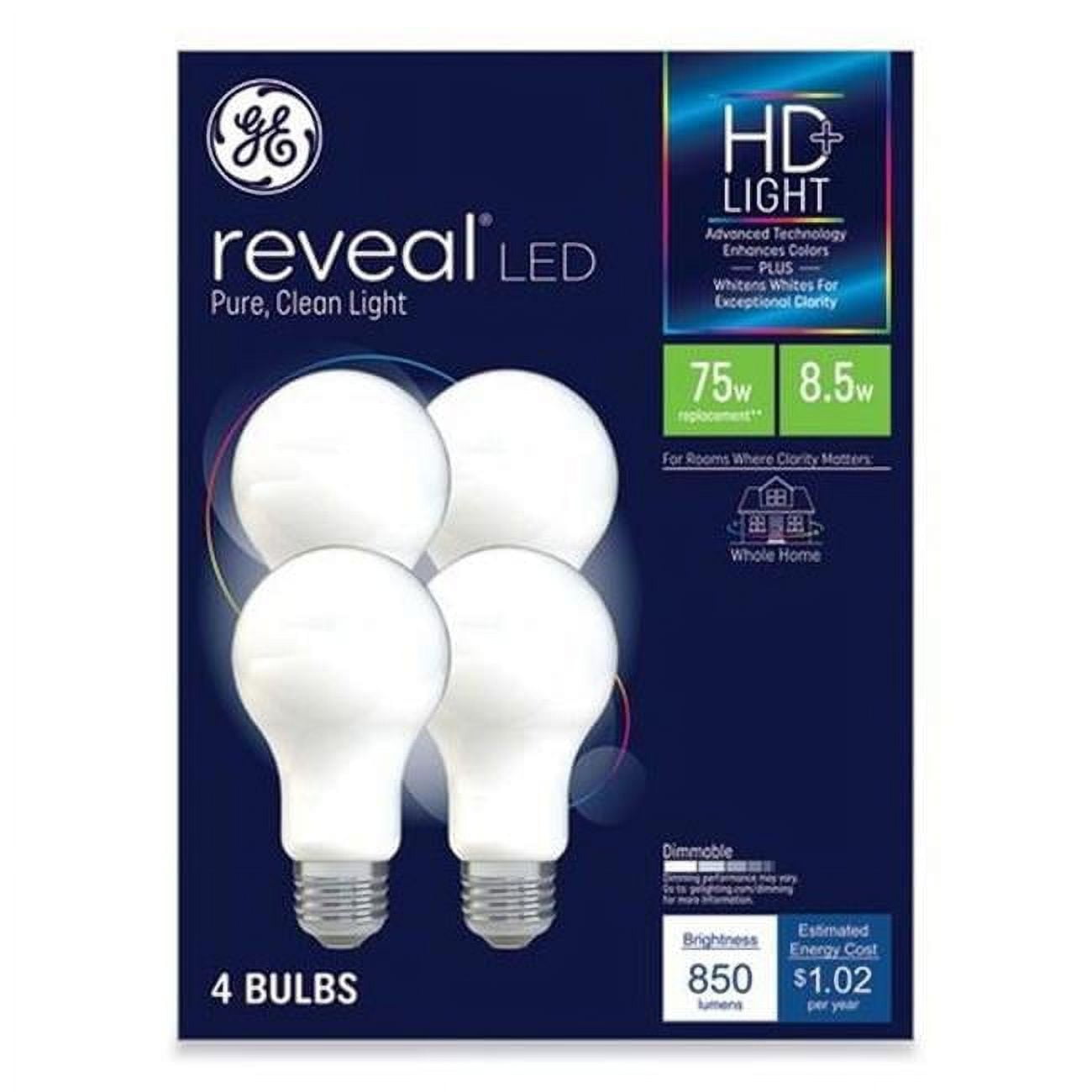 GE Basic 8.5 watt Reveal HD Plus LED A19 Light Bulb - Pack of 4 ...