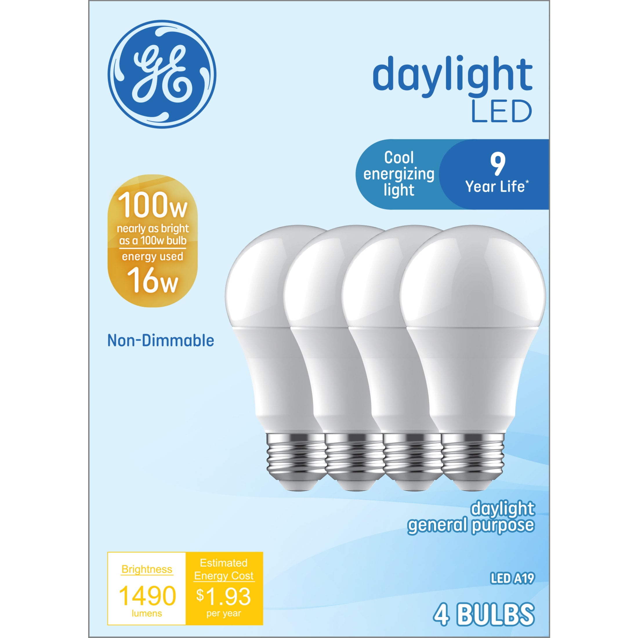 GE Basic LED Light Bulbs, 100 Watt, Daylight, A19 Bulbs, Medium Base ...