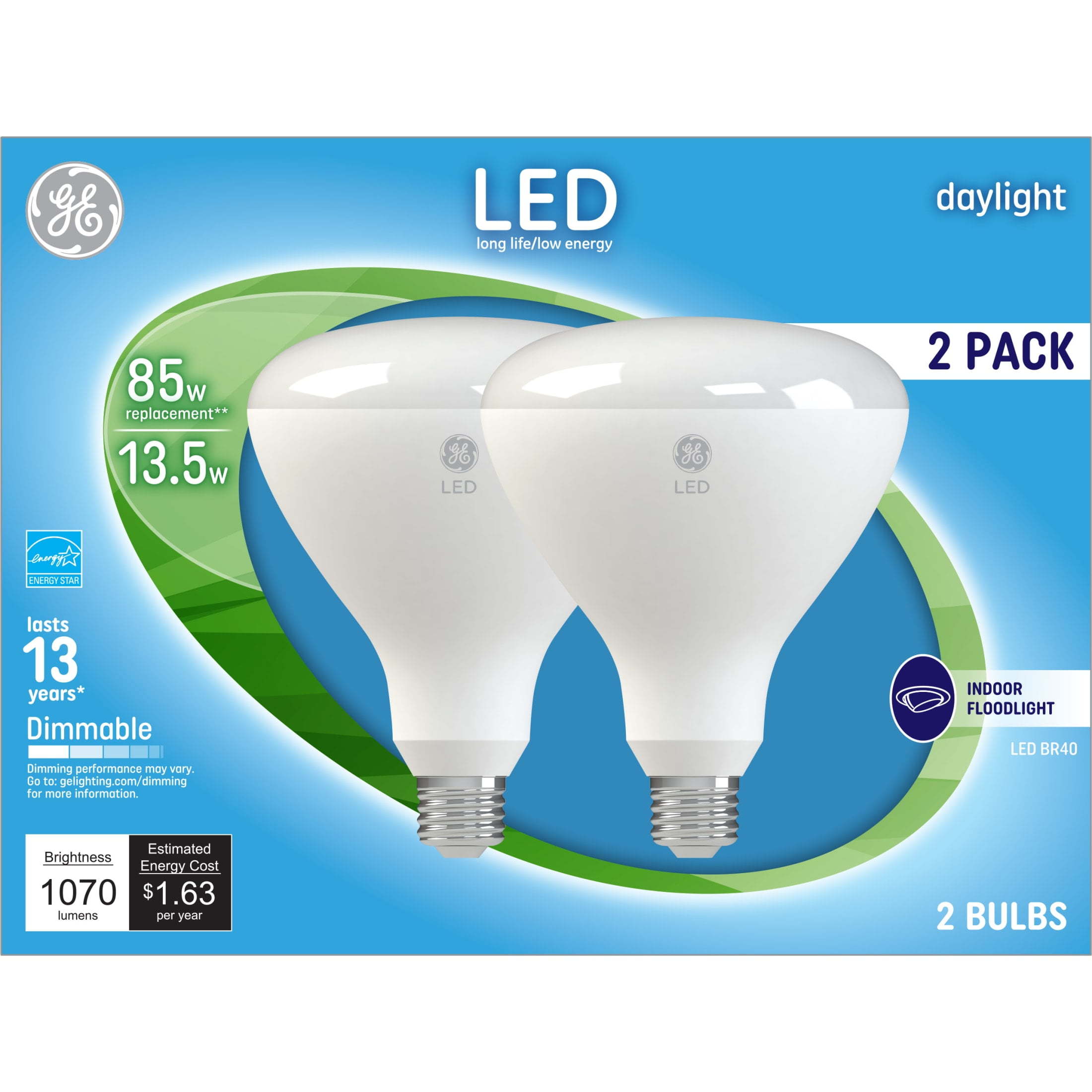 GE Basic LED Light Bulbs, 85 Watt, Daylight, BR40 Floodlights, Medium ...