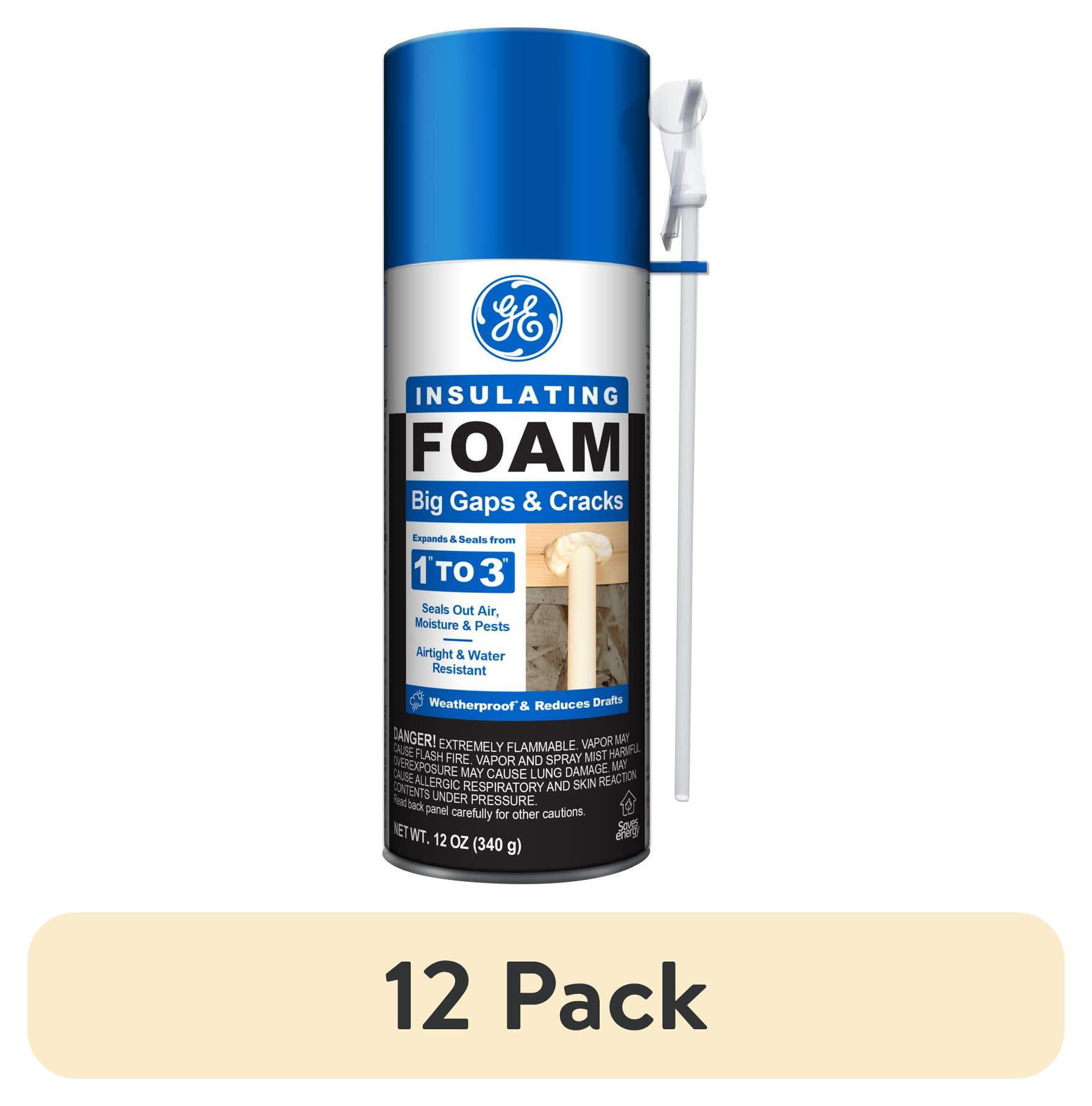 (12 pack) GE Big Gaps & Cracks Insulating Foam, Pack of 1, Yellow 12 oz ...